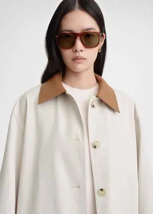 TOTEME Leather-collar Cotton Barn Jacket