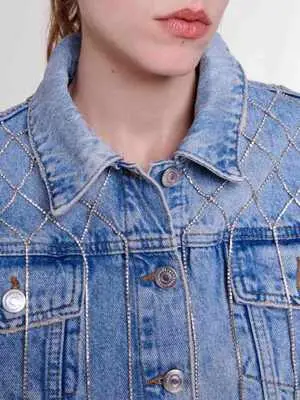 Maje Denim Jacket With Rhinestones