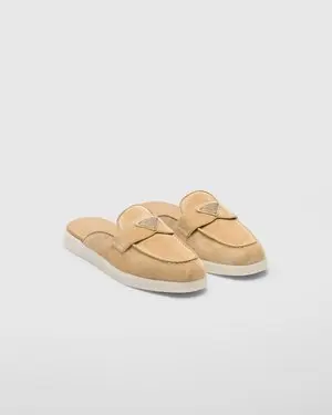 Prada Suede Mules - Ecru