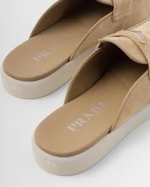 Prada Suede Mules - Ecru