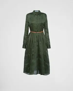 Prada Organza Dress With Grommet Embellishment
