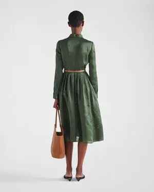Prada Organza Dress With Grommet Embellishment