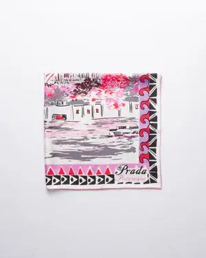 Prada Pittoresque Paris Printed Silk Foulard 90 Neutral