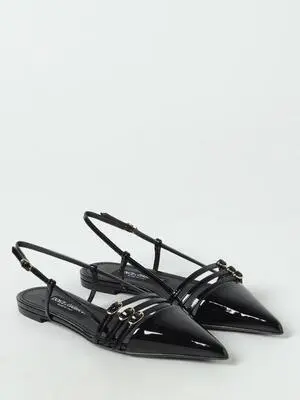 Dolce & Gabbana Patent Leather Ballet Flats With Embellished Straps