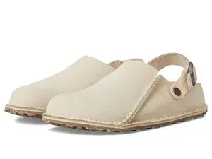 BIRKENSTOCK Lutry Suede Clogs With Adjustable Buckle - Eggshell
