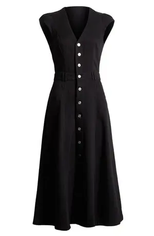 Paige Aida Cotton Blend Midi A-line Shirtdress