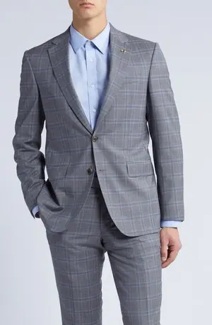 Ted Baker London Jay Slim Fit Windowpane Check Wool Suit
