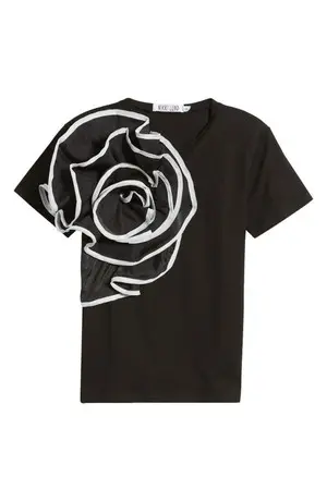 NIKKI LUND Florence 3d Flower T-shirt - Black