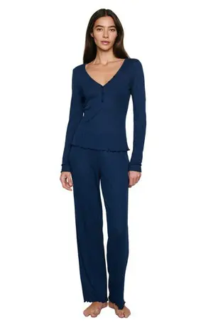 Eberjey Pointelle Rib Henley Pajama Top