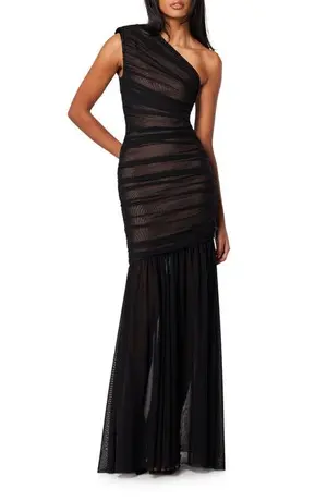 ELLIATT Vienna Ruched One-shoulder Gown