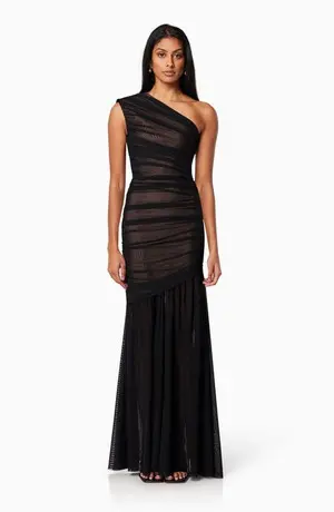 ELLIATT Vienna Ruched One-shoulder Gown