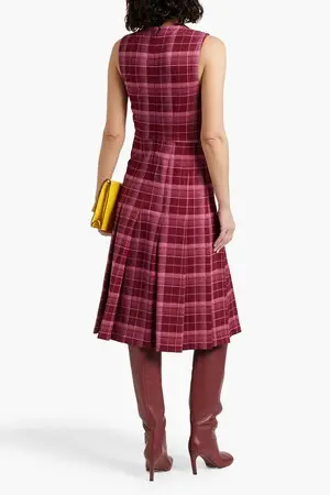 Marni Pleated Checked Jersey Midi Dress