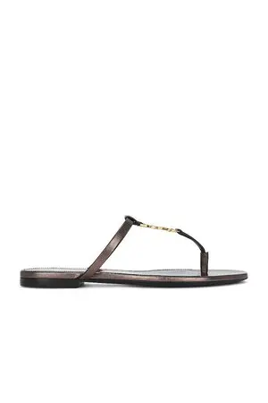 Saint Laurent Cassandra Flat Slide - Metal Brown