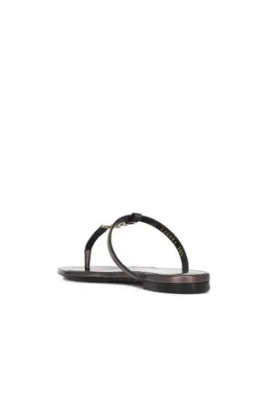Saint Laurent Cassandra Flat Slide - Metal Brown