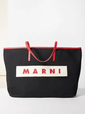 Marni Janus Small Logo-embroidered Canvas Tote Bag - One-color