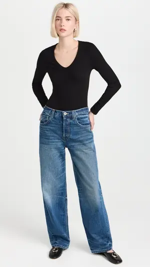 Enza Costa Textured Ribbed Top - Black