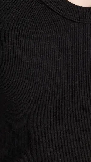 Enza Costa Textured Ribbed Top - Black
