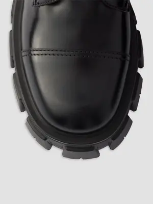 Prada Monolith Leather And Re-nylon Boots With Pouch - Black