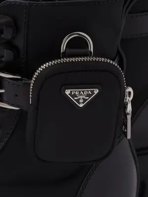 Prada Monolith Brushed Leather And Re-nylon Boots With Pouch