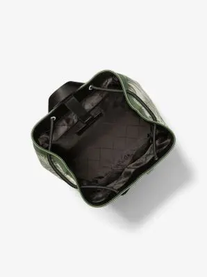 Michael Kors Cooper Palm Jacquard Mariner Backpack In Green  display picture 2