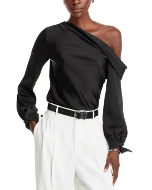 Simkhai Alice Draped One Shoulder Top - Black