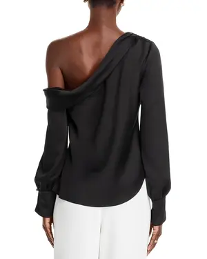 Simkhai Alice Draped One Shoulder Top - Black