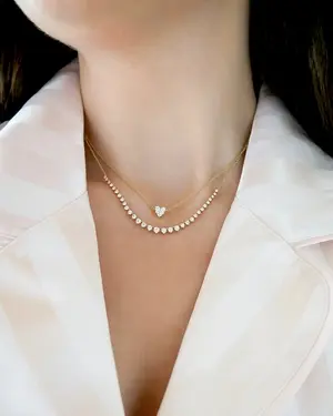 Ef Collection 14k Yellow Diamond Heart Pendant Necklace