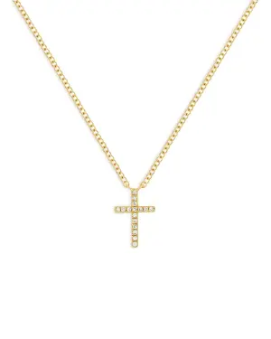 Ef Collection 14k Yellow Diamond Cross Pendant Necklace - Gold