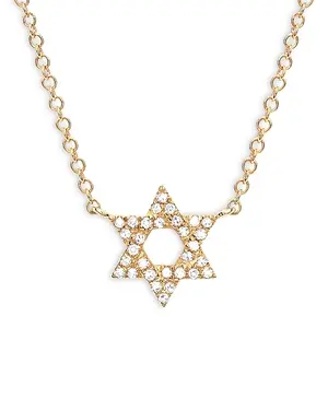 Ef Collection 14k Yellow Diamond Star Of David Pendant Necklace - Gold