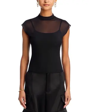 Aqua Mesh Mock Neck Top