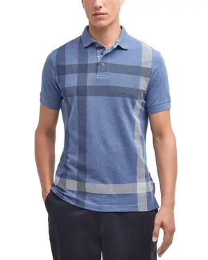 Barbour Blaine Cotton Pique Regular Fit Polo Shirt Chambray
