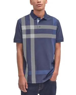 Barbour Blaine Cotton Pique Regular Fit Polo Shirt Navy