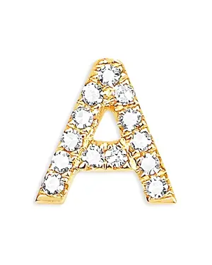 Ef Collection 14k Yellow Gold Diamond Initial Stud Earrings - A