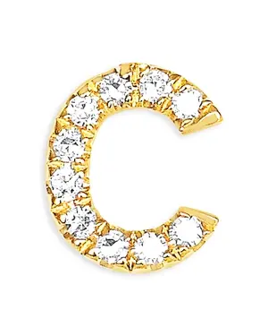 Ef Collection 14k Yellow Gold Diamond Initial Stud Earrings - C