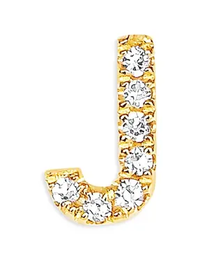 Ef Collection 14k Yellow Gold Diamond Initial Stud Earrings - J