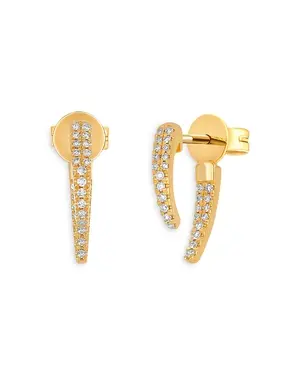 Ef Collection 14k Yellow Diamond Front Back Earrings - Gold