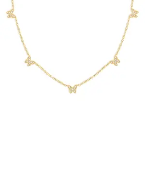 Ef Collection 14k Yellow Diamond Butterflies Necklace - Gold
