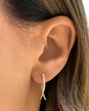 Ef Collection 14k Yellow Diamond Loop Hoop Earrings - Gold