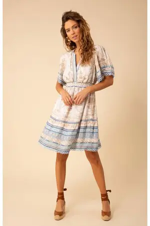 Hale Bob Callie Linen Mini Dress - Blue