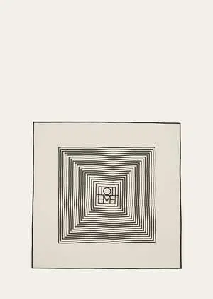 TOTEME Centered Monogram Silk Square Scarf Creme Monogram 90