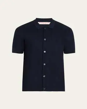 Orlebar Brown Tiernan Mercerized Pique Button-down Shirt - Night Iris