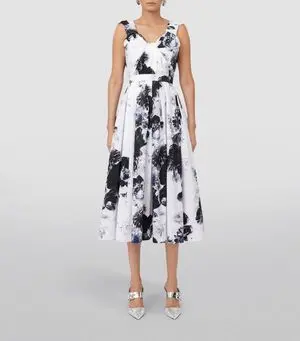 Alexander McQueen Chiaroscuro Print Midi Dress