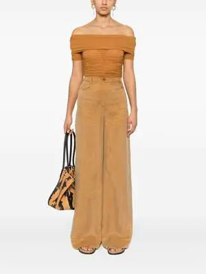 Alberta Ferretti Twill Wide Leg Trousers