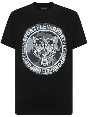 PLEIN SPORT Tiger-print Cotton T-shirt - Black