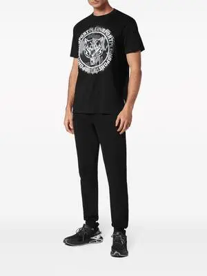 PLEIN SPORT Tiger-print Cotton T-shirt - Black