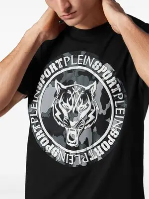 PLEIN SPORT Tiger-print Cotton T-shirt - Black