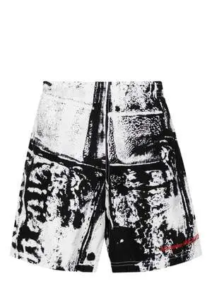 Alexander McQueen Abstract-print Swim Shorts - White