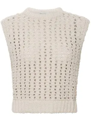 FRAME Tape-yarn Cotton Sweater Vest - Neutrals