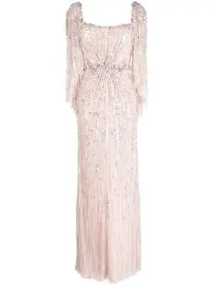 Jenny Packham Floral-appliqué Fitted Dress - Pink