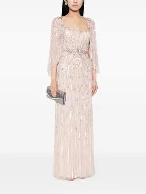 Jenny Packham Floral-appliqué Fitted Dress - Pink
